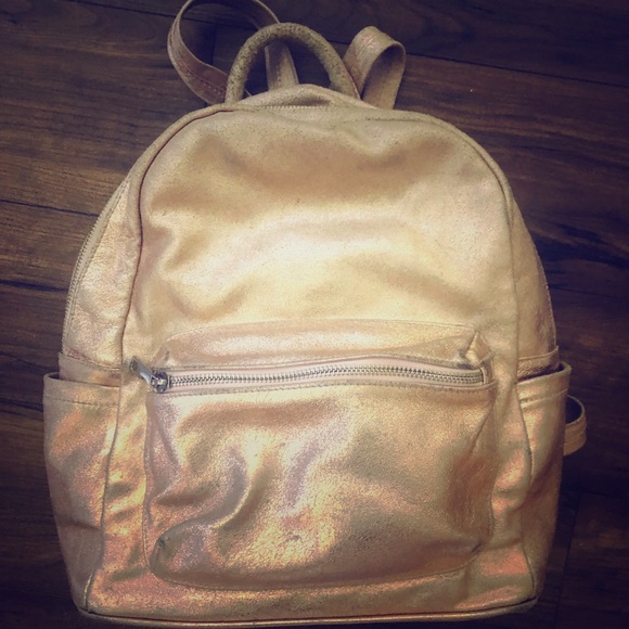Aqua | Bags | Aqua Rose Gold Metallic Leather Backpack Purse | Poshmark